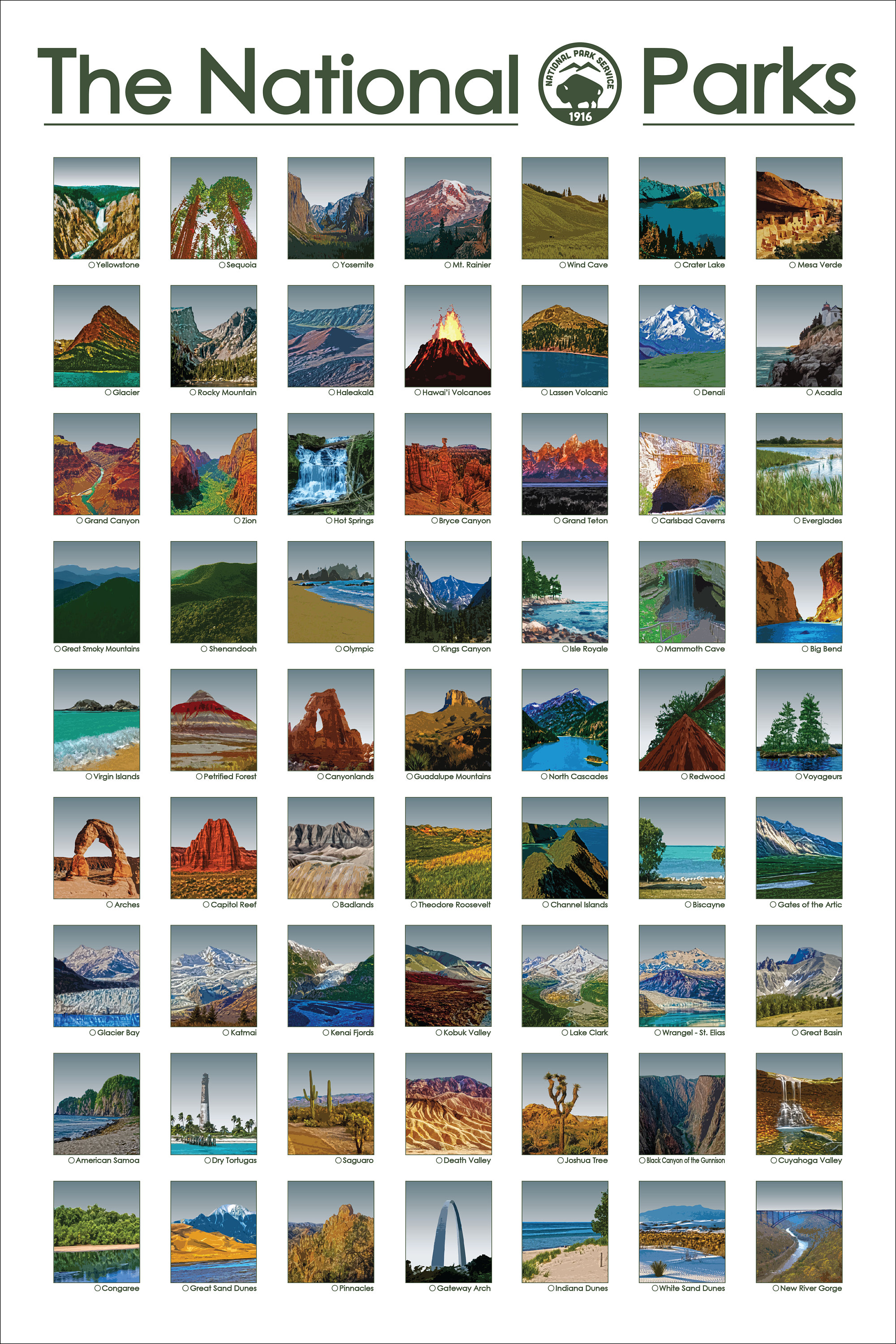 National Park Checklist Poster / 63 National Parks Checklist - Etsy