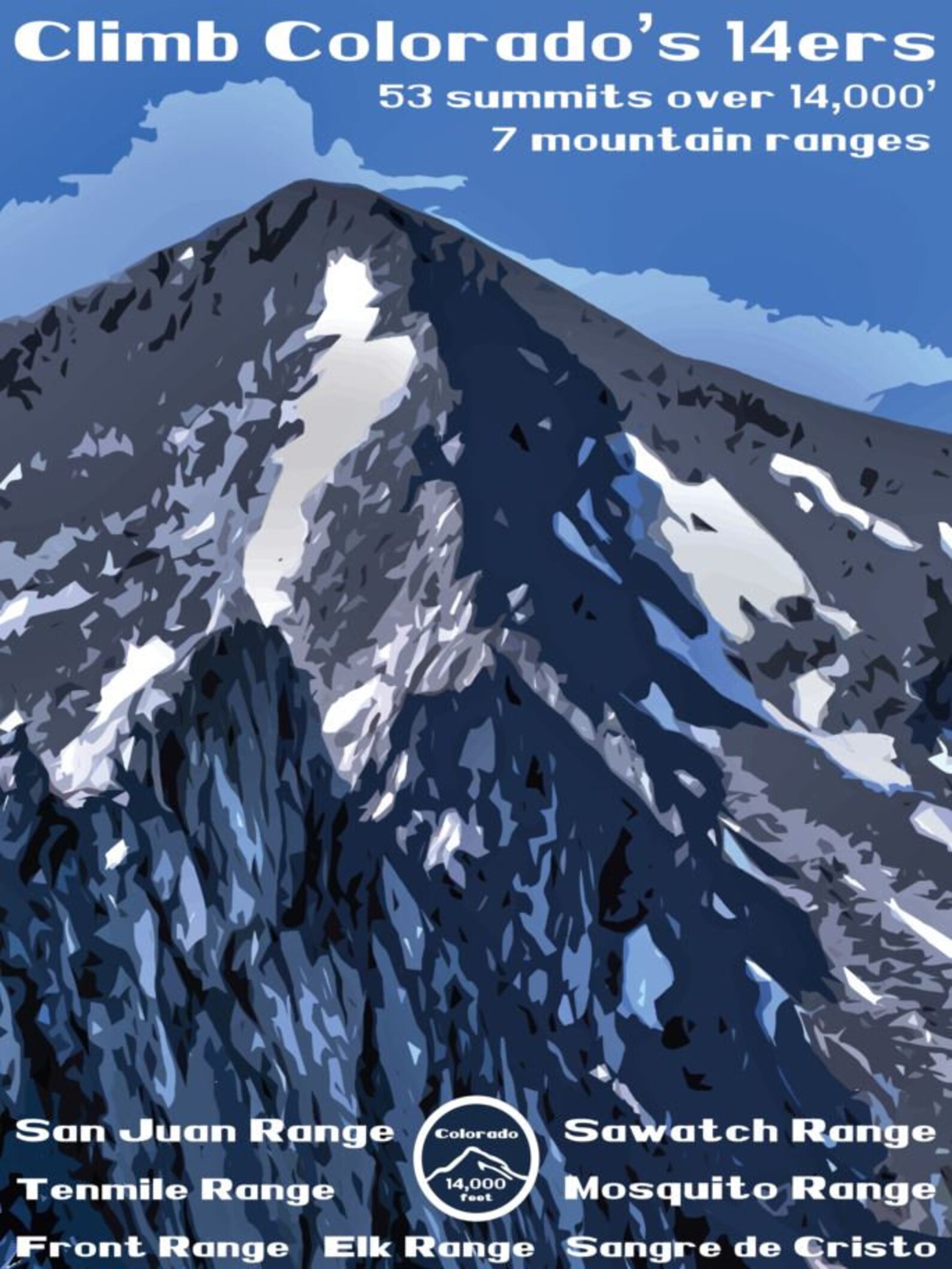 Colorado 14ers Poster - Colorado 14ers Print - Colorado 14ers Art Print ...