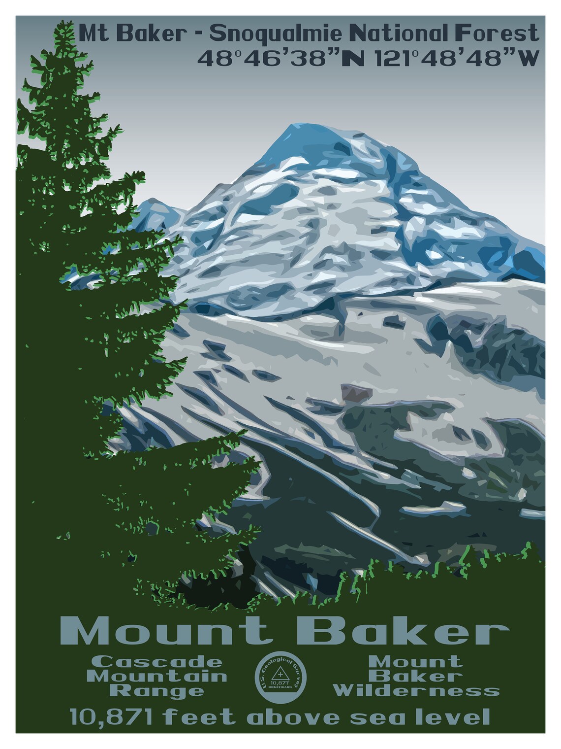 Mt Baker Mt Baker Poster Mt Baker Print Mount Baker Poster - Etsy