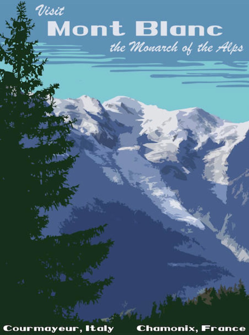 Mont Blanc Art Print Mont Blanc Poster Chamonix Art Print | Etsy