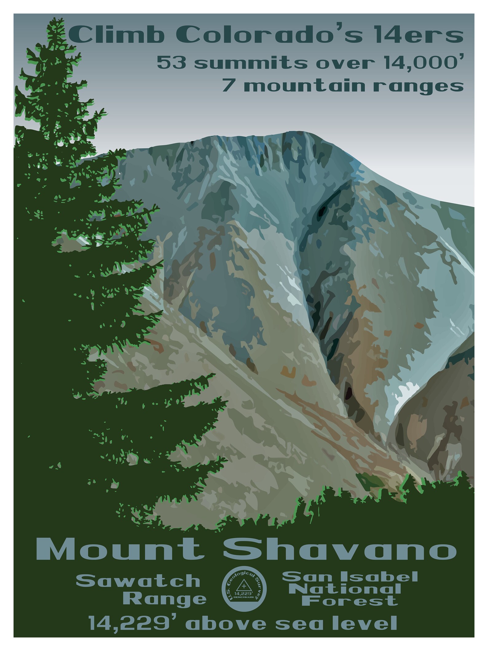 Mt Shavano, Mt Shavano Poster, Mt Shavano Print, Mount Shavano ...