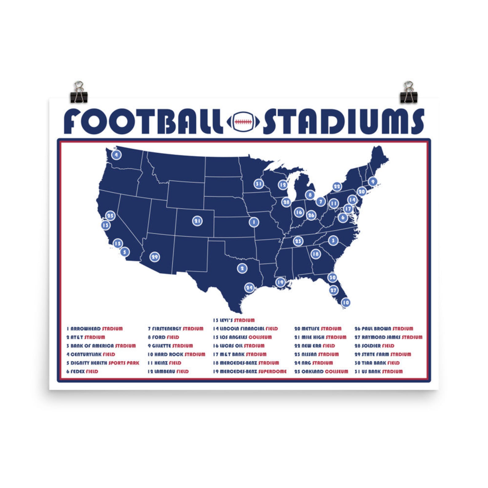 Football Stadium Map, NFL Stadium Map, NFL Stadiums, Football Stadiums ...