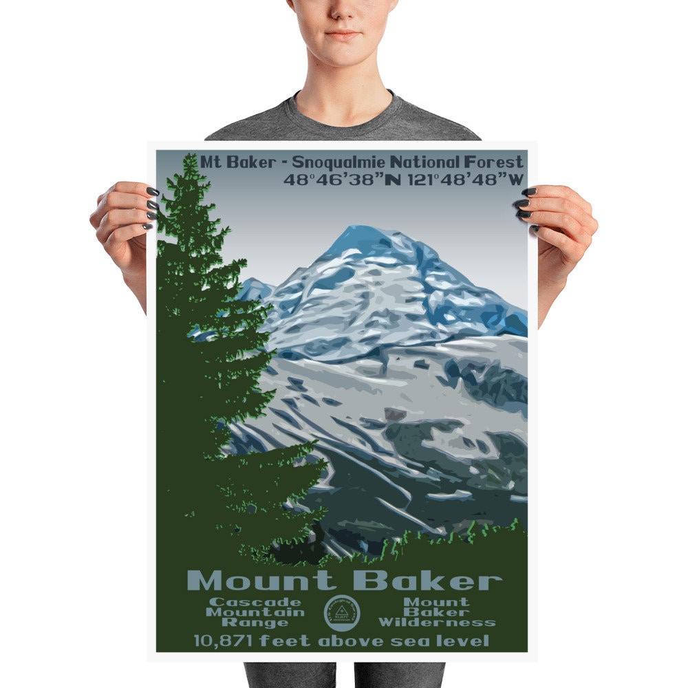 Mt Baker Mt Baker Poster Mt Baker Print Mount Baker Poster - Etsy