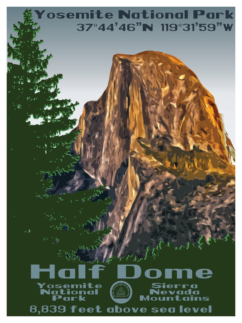 Half Dome Half Dome Poster Half Dome Print Yosemite - Etsy