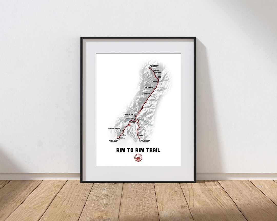 Rim to Rim Trail Map, Rim to Rim Hiking Map, Grand Canyon National Park ...