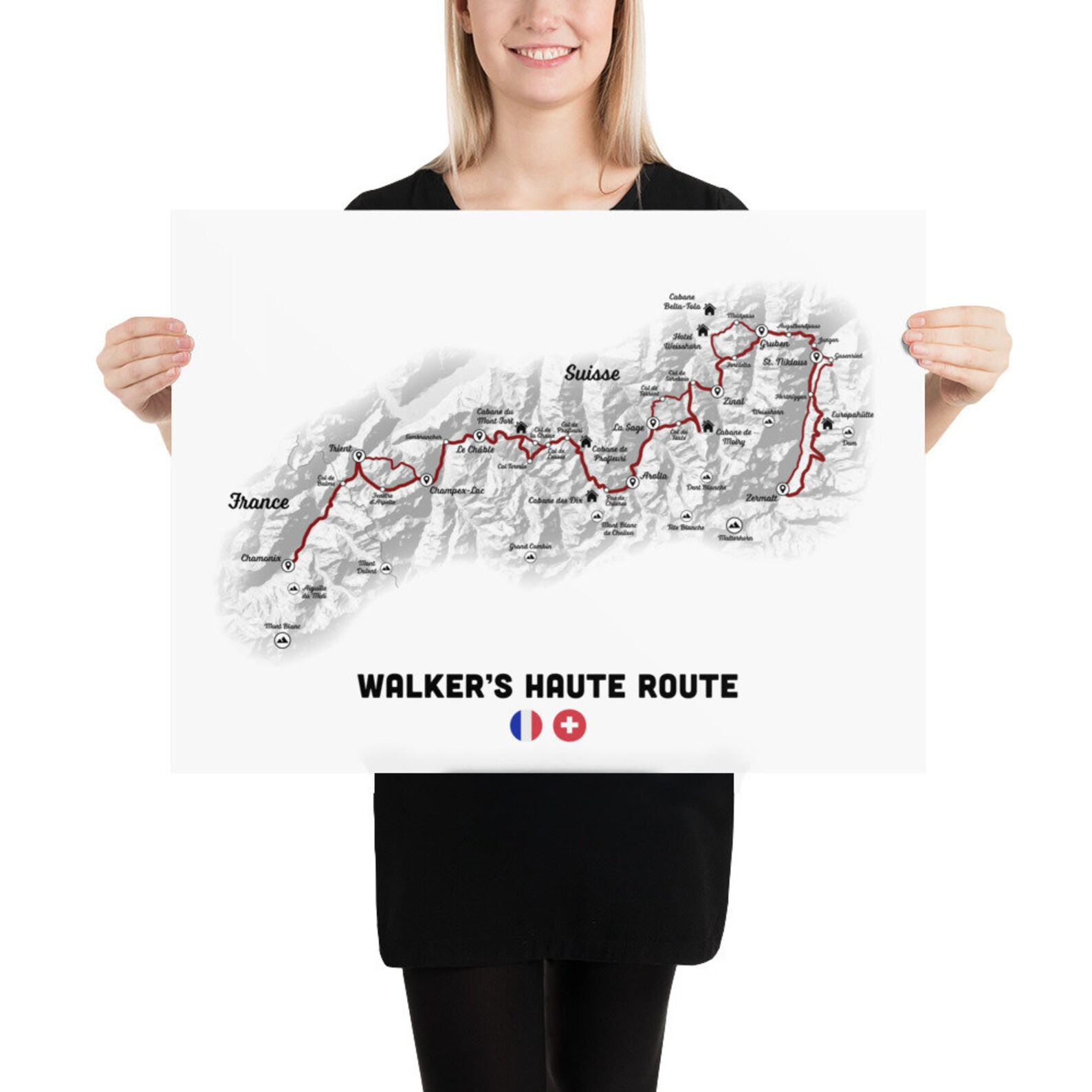 Walker's Haute Route Trail Map, Haute Route Map, Haute Route Hiking Map ...