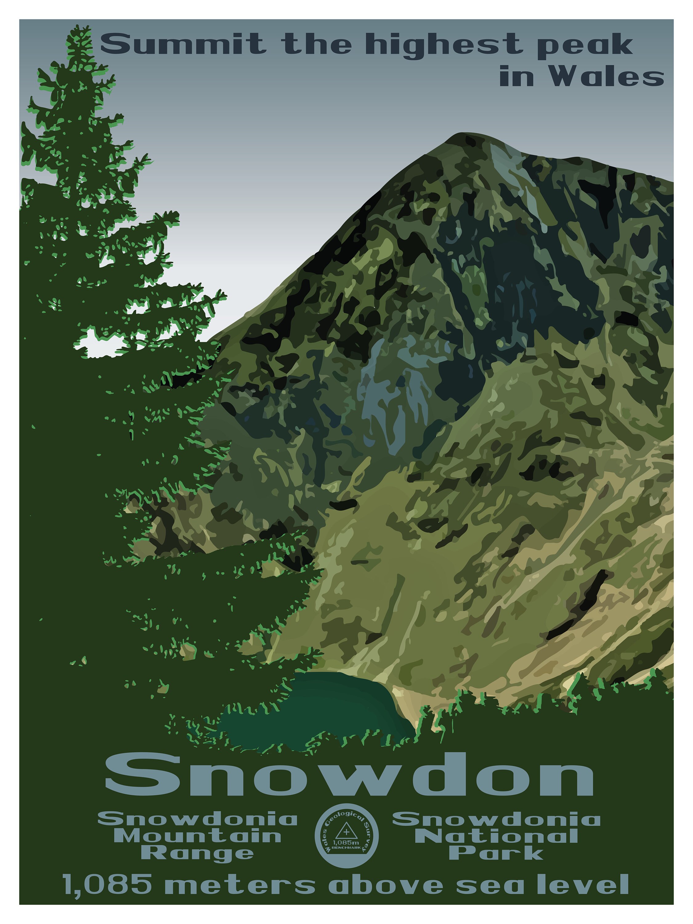 Snowdon Snowdon Mountain Snowdon Poster Snowdon Print - Etsy