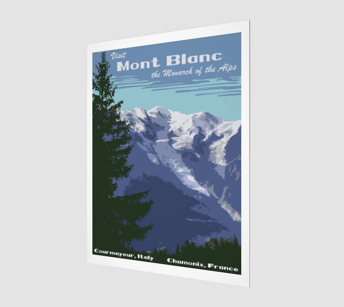 Mont Blanc Art Print Mont Blanc Poster Chamonix Art Print - Etsy