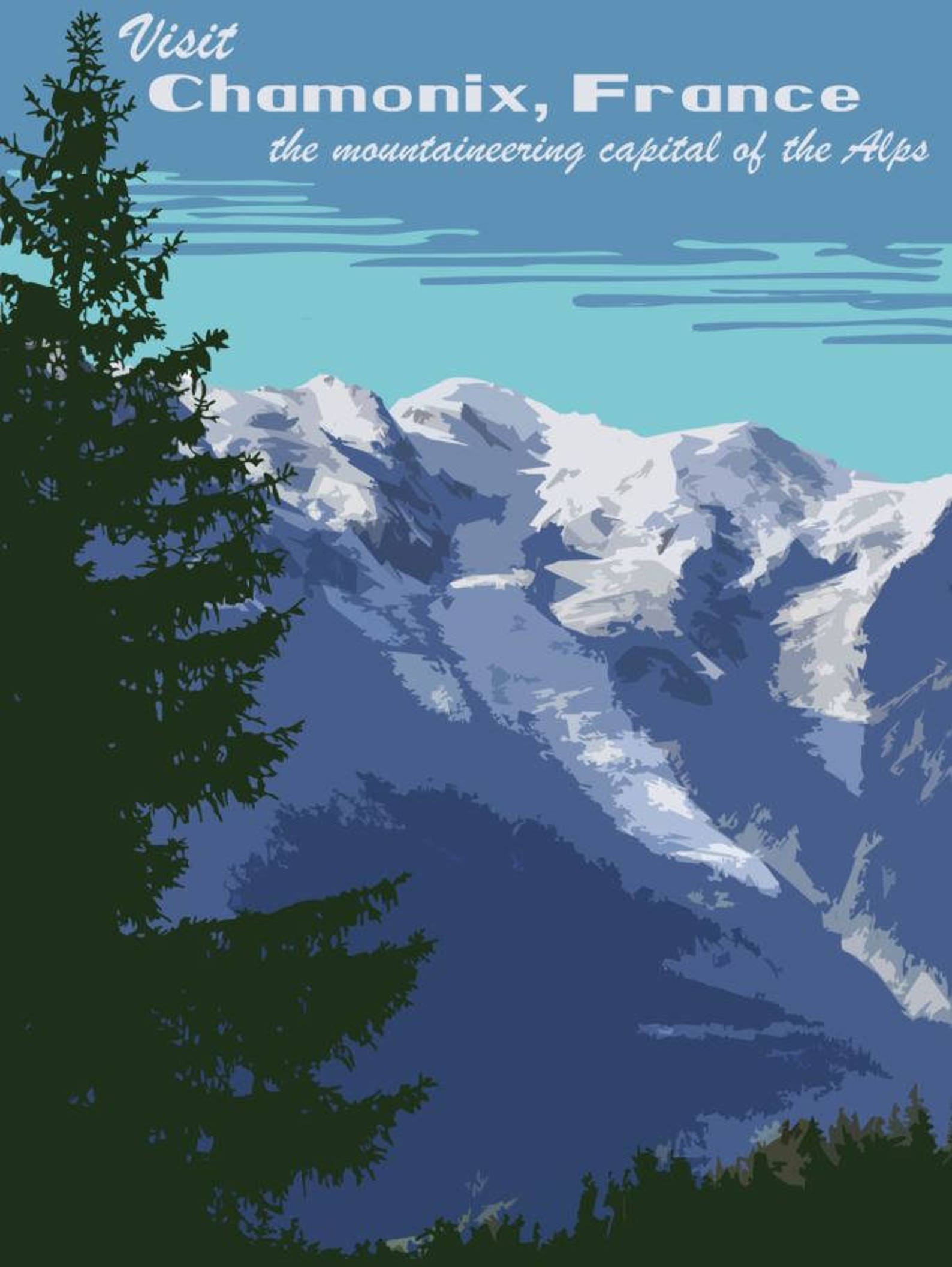 Chamonix Art Print Chamonix Poster Mont Blanc Chamonix Wall | Etsy