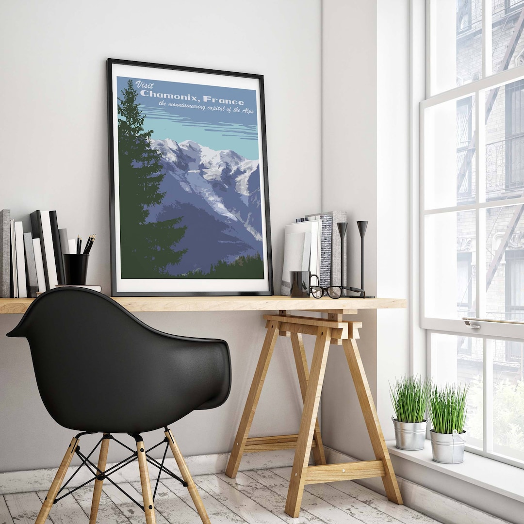 Chamonix Art Print - Chamonix Poster Mont Blanc, Chamonix Wall Art ...