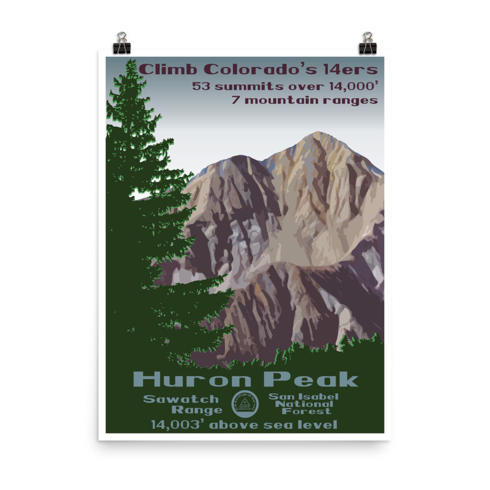 Huron Peak, Huron Peak Poster, Huron Peak Print, Colorado 14er ...