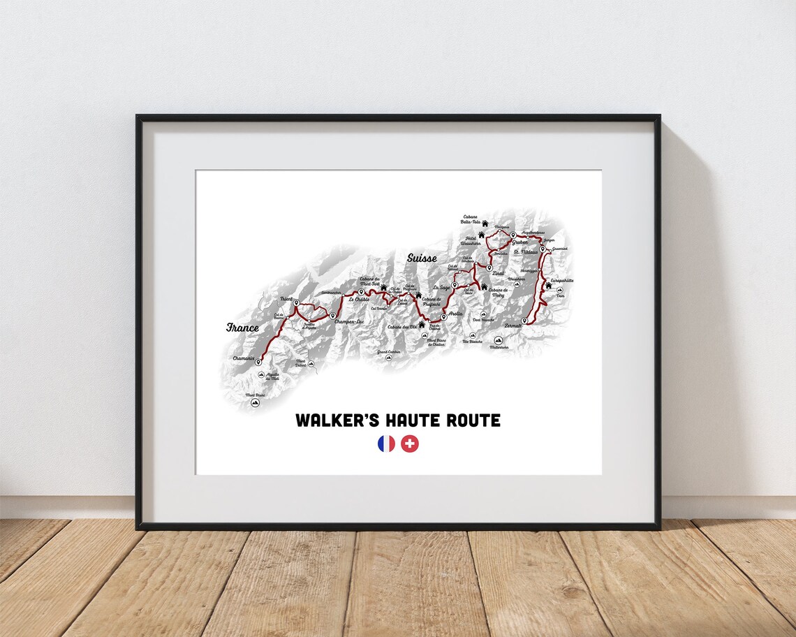 Walker's Haute Route Trail Map, Haute Route Map, Haute Route Hiking Map ...