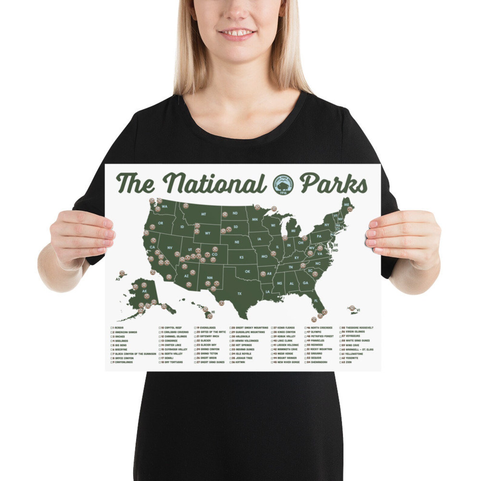 National Parks Map Poster Map of National Parks 63 Parks - Etsy