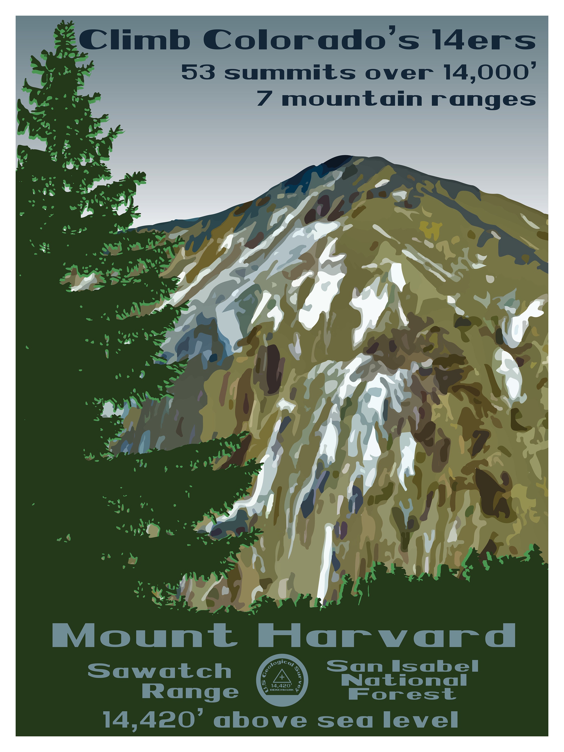 Mt Harvard, Mt Harvard Poster, Mt Harvard Print, Mount Harvard ...