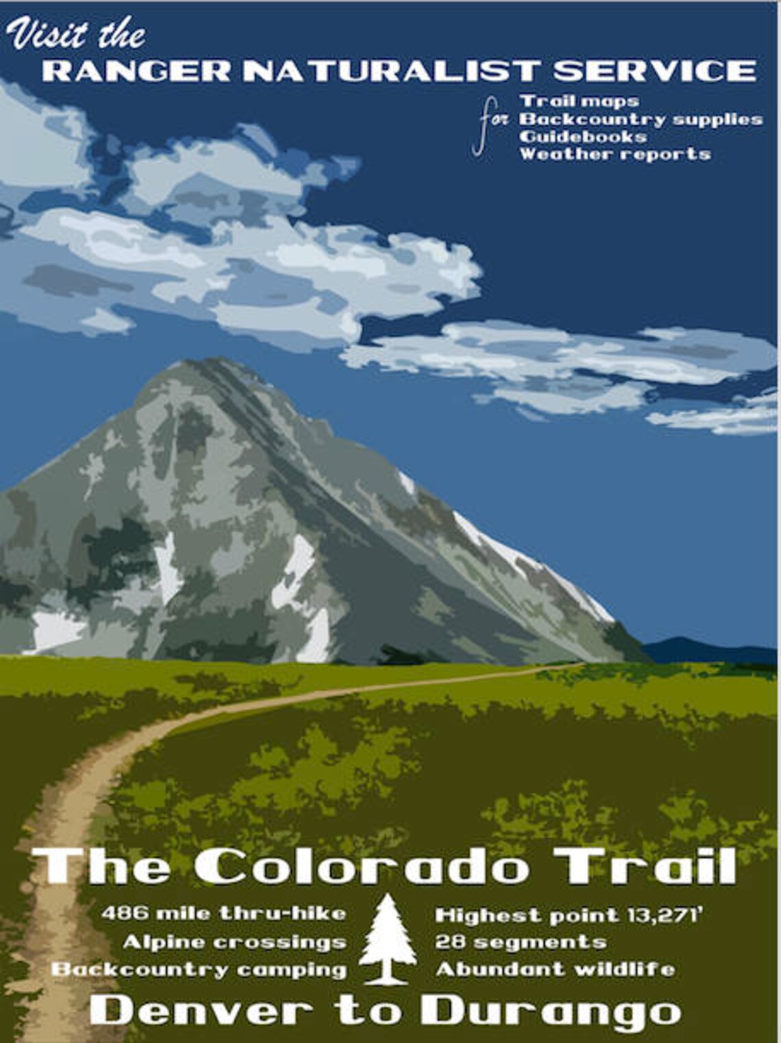 Colorado Trail Art Print Colorado Trail Poster CO Trail - Etsy