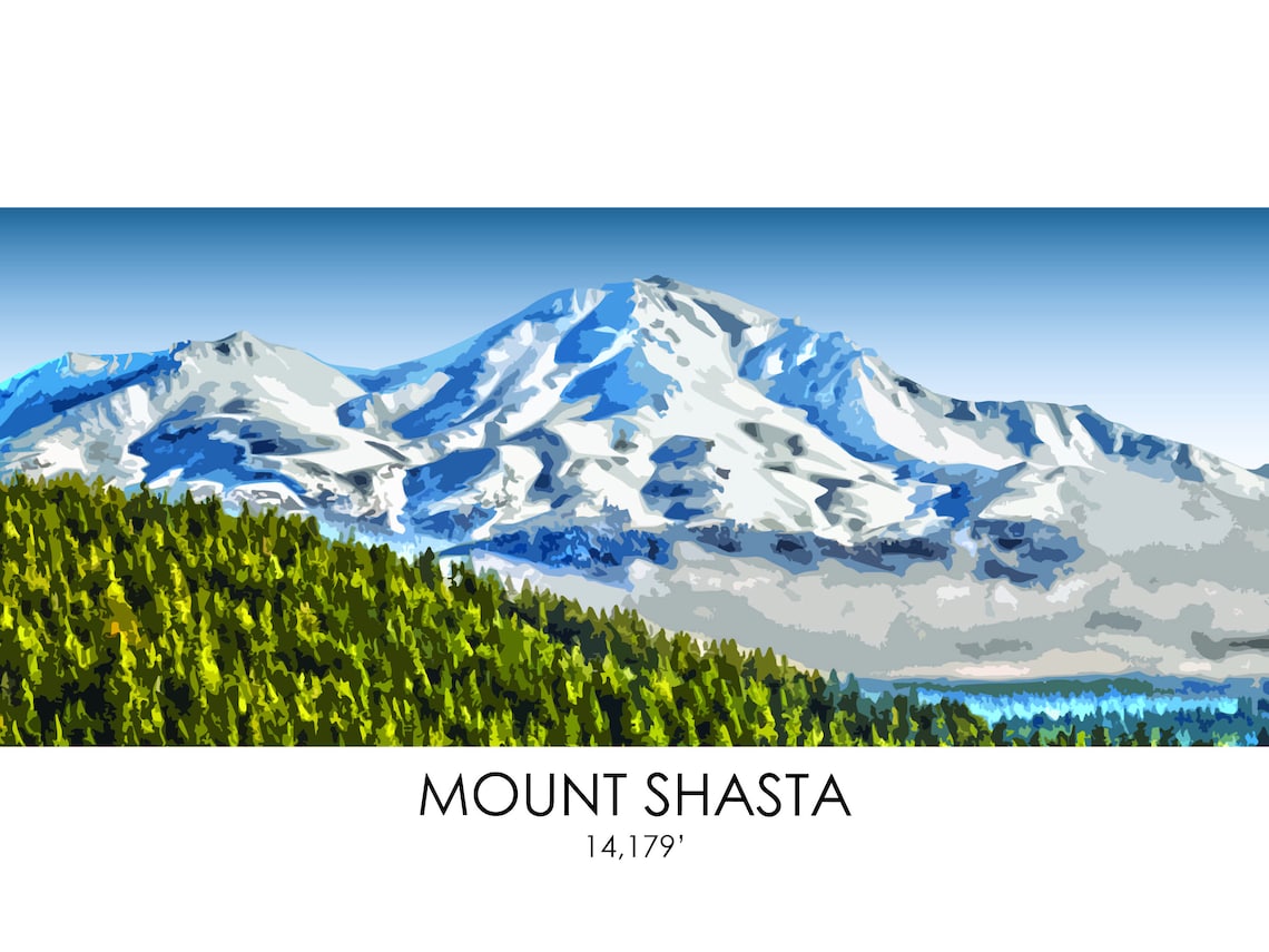 Mt Shasta Mt Shasta Poster Mt Shasta Print Mount Shasta - Etsy