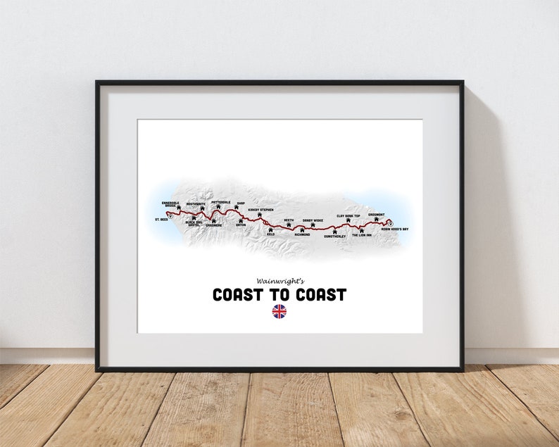 Coast to Coast Walk Trail Map Wainwright's Coast to Coast Walk UK - Etsy