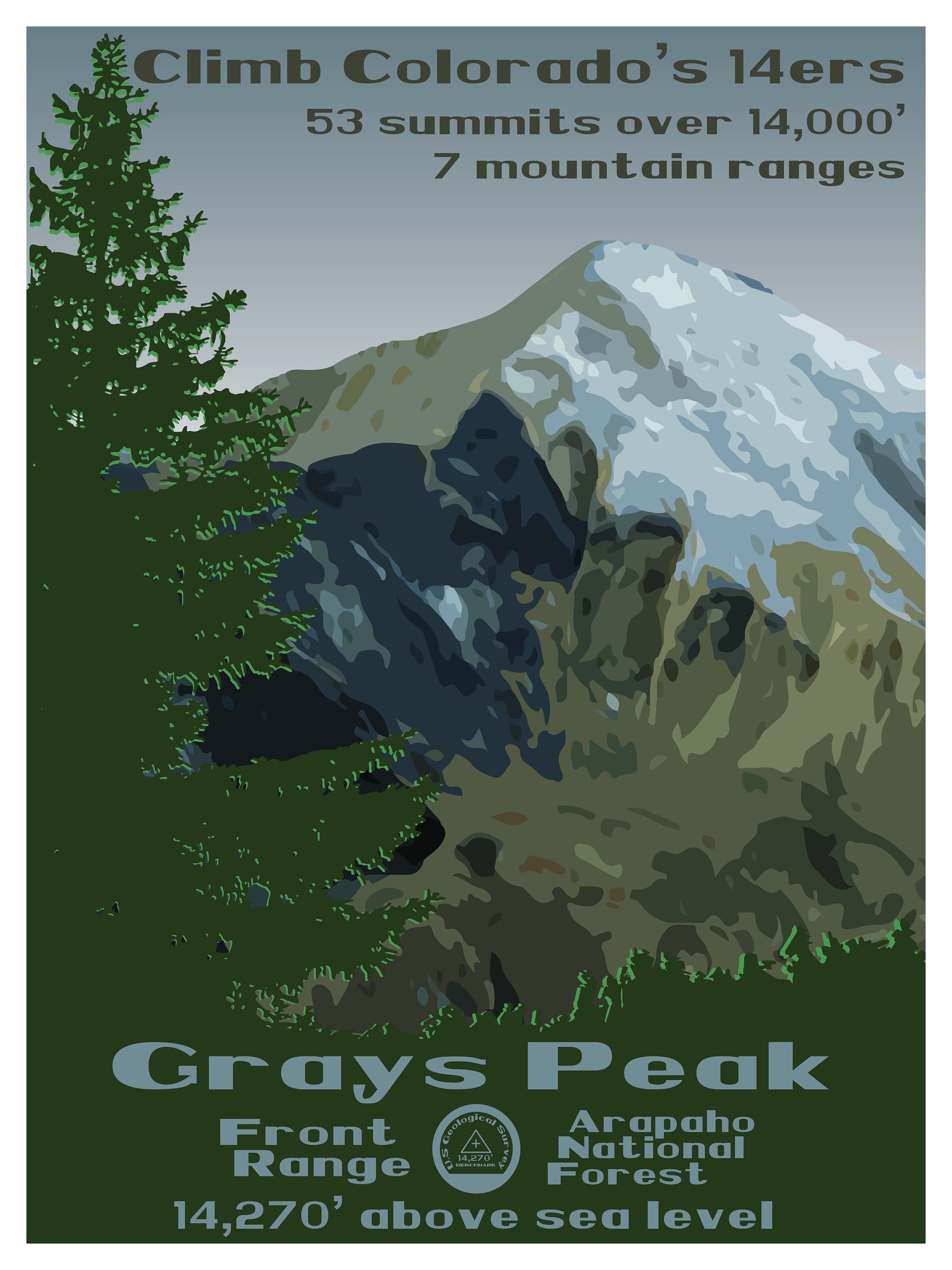 Grays Peak Poster Grays Peak Print Grays Peak Grays and - Etsy