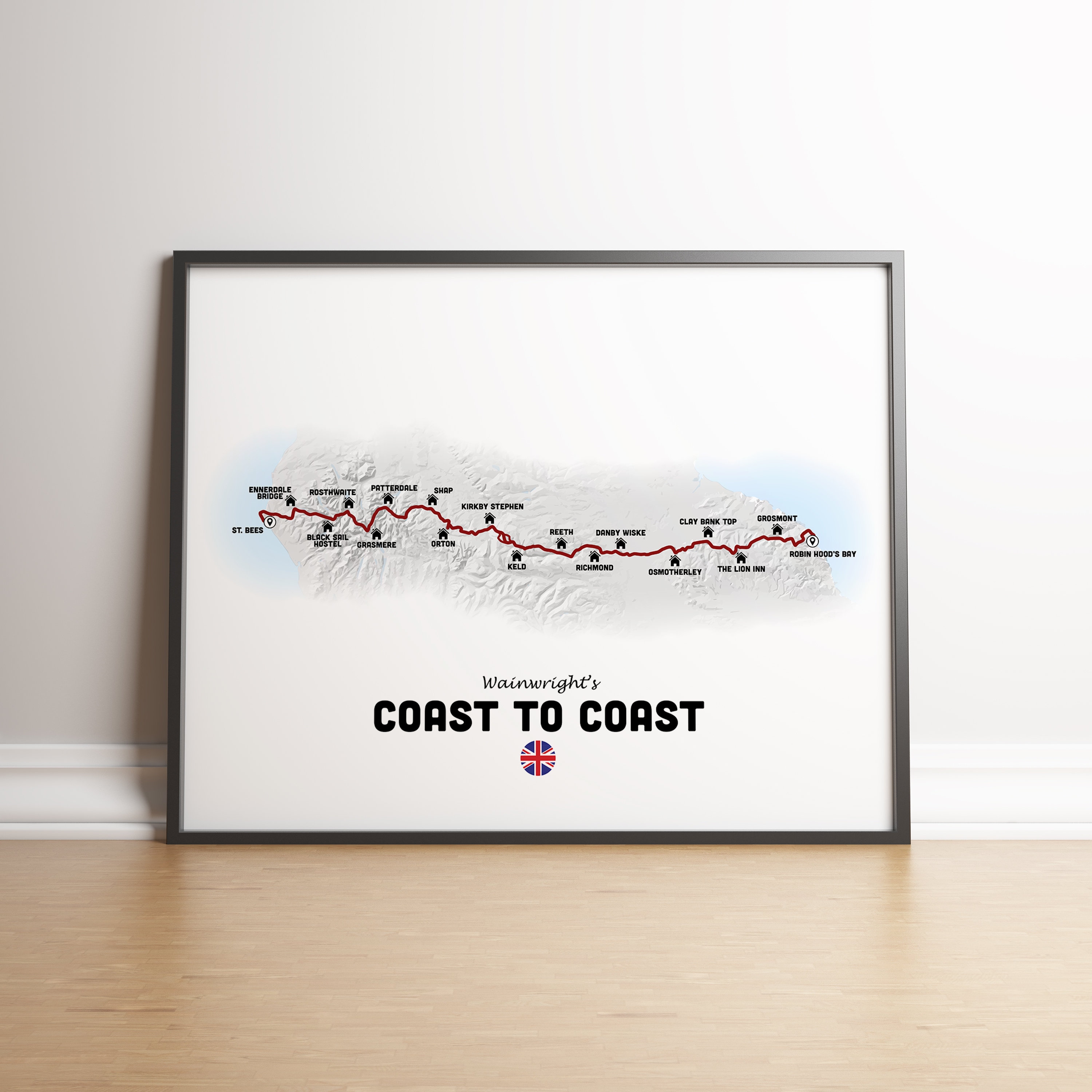Coast to Coast Walk Trail Map Wainwright's Coast to Coast Walk UK - Etsy
