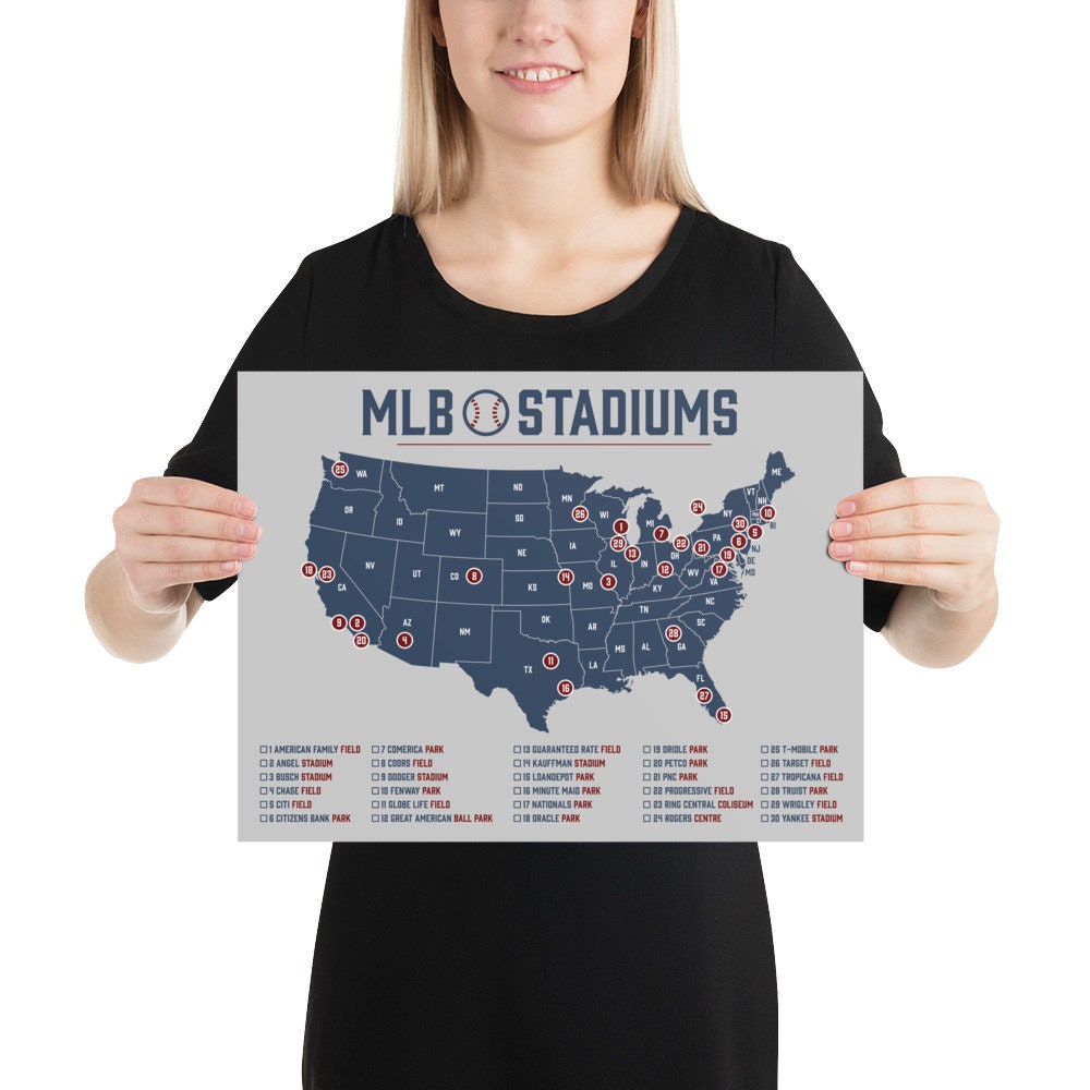 Mapa del estadio de la MLB mapa del estadio de béisbol mapa - Etsy México
