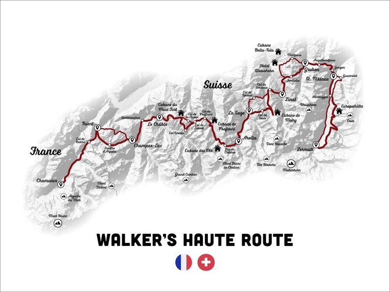 Walker's Haute Route Trail Map, Haute Route Map, Haute Route Hiking Map ...