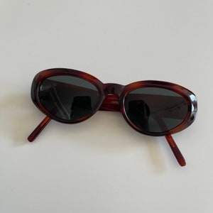 Vintage 90s Mod Red Tortoise Shell Oval Sunglasses Authentic Deadstock ...