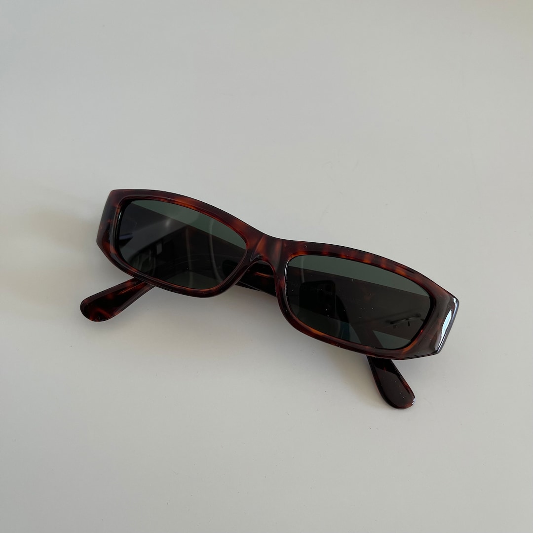 Authenticvintage 90s Slim Red Tortoise Shell Rectangle Sunglasses - Etsy