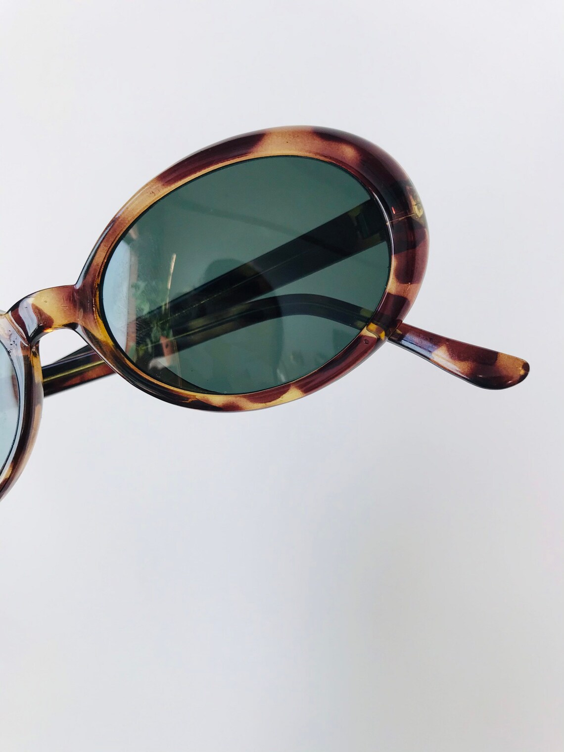 Vintage 90s Minimal Tortoise Shell Oval Sunglasses | Etsy