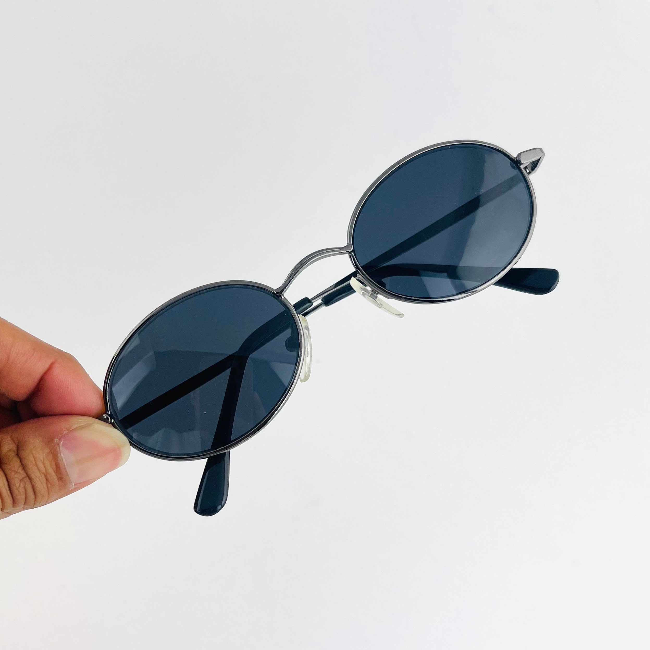 Authentic Vintage Mini Silver Metal Frame Oval Sunglasses | Etsy