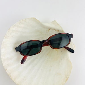 Authentic Vintage 90s Slim Red Tortoise Shell Rectangle Sunglasses - Etsy