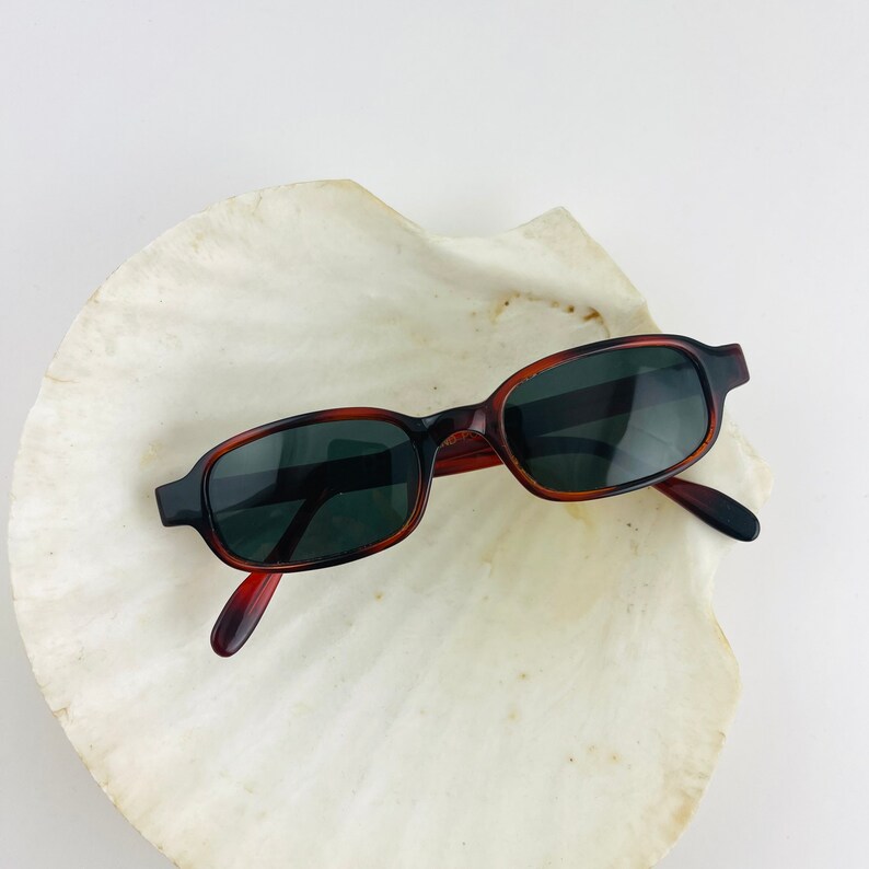 Authentic Vintage 90s Slim Red Tortoise Shell Rectangle | Etsy