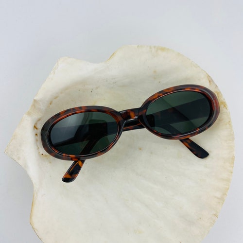 Authentic Vintage 90s Slim Tortoise Oval Shell Sunglasses - Etsy
