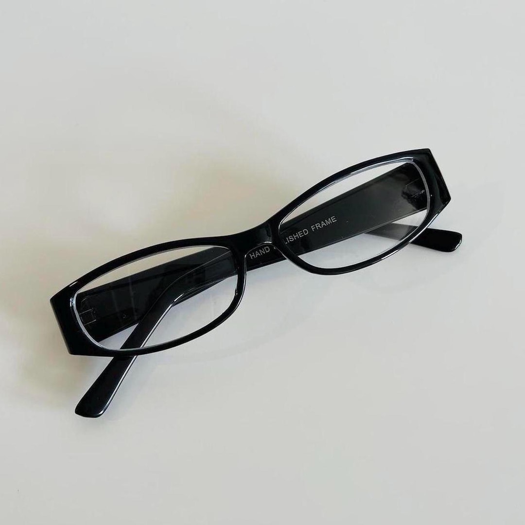 Vintage 90s Black Rectangle Clear Lens Glasses - Etsy