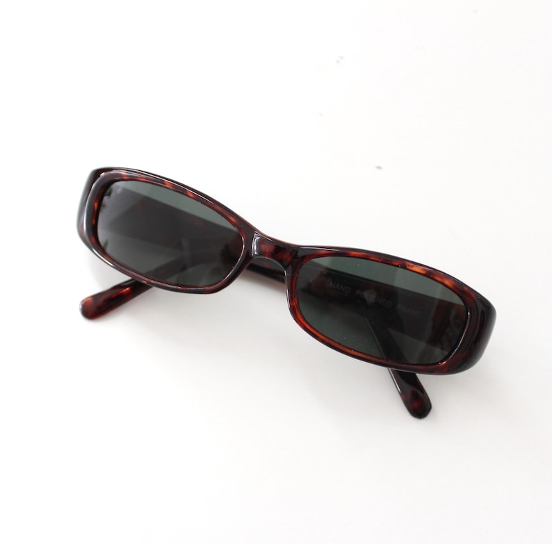 Authentic Vintage 90s Slim Tortoise Rectangle Sunglasses - Etsy