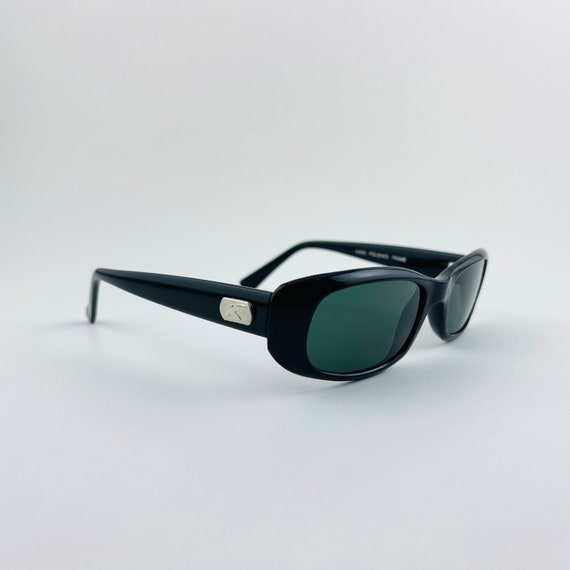 Authentic Vintage 90s Slim Black Rectangle Sunglasses Gem