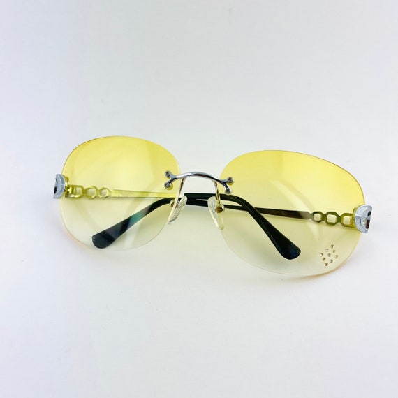 Authentic Y2k Oversized Yellow Rimless Diamond Rhines… - Gem