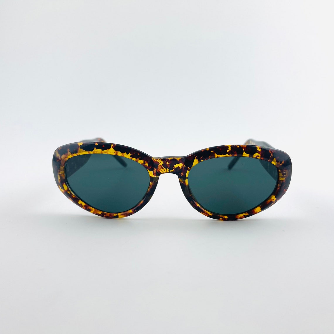 Vintage 90s Mod Brown Tortoise Shell Oval Sunglasses Authentic - Etsy