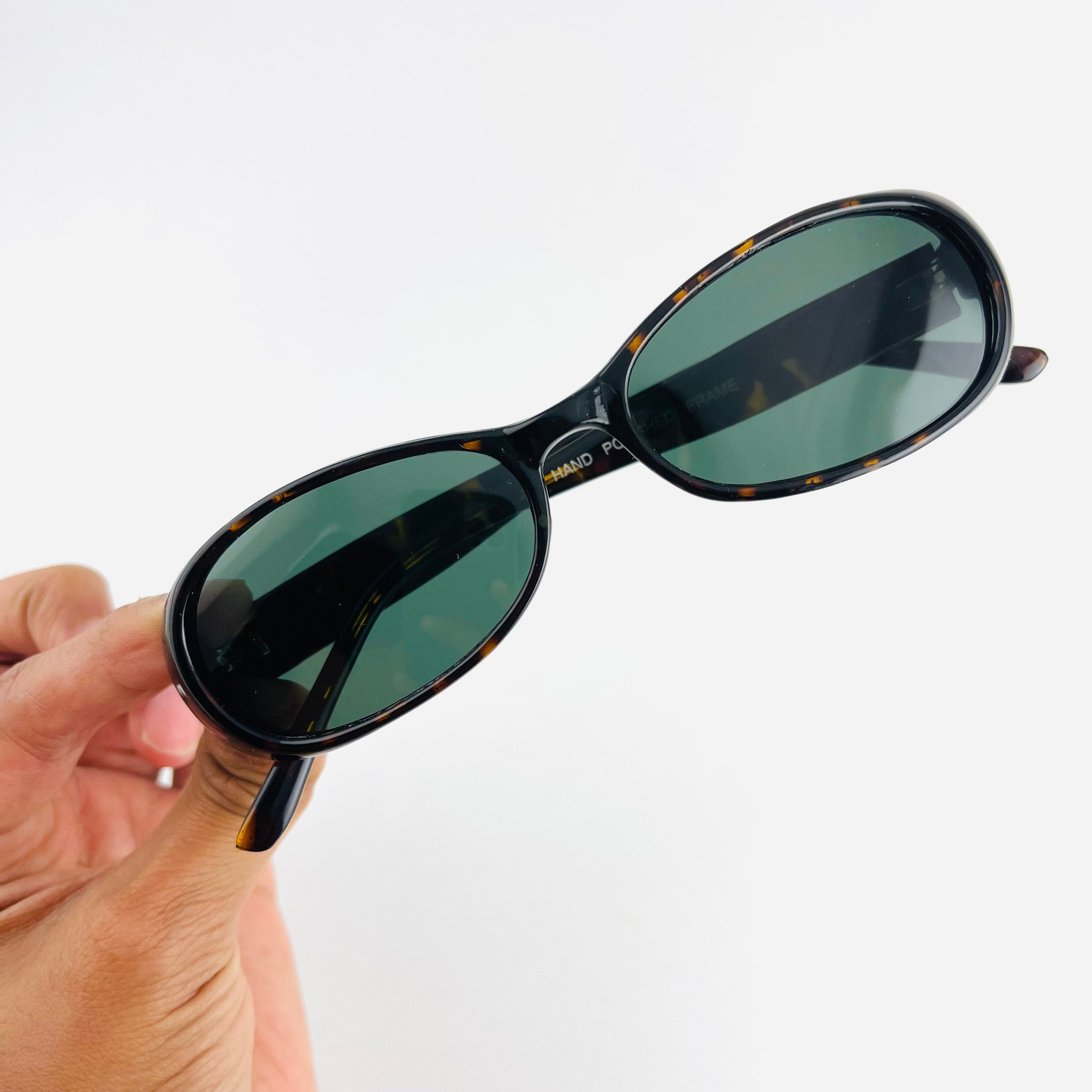 Authentic Vintage 90s Slim Brown Tortoise Oval Sunglasses - Etsy