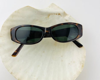 Authentic Vintage 90s Slim Tortoise Shell Rectangle Sunglasses | Etsy