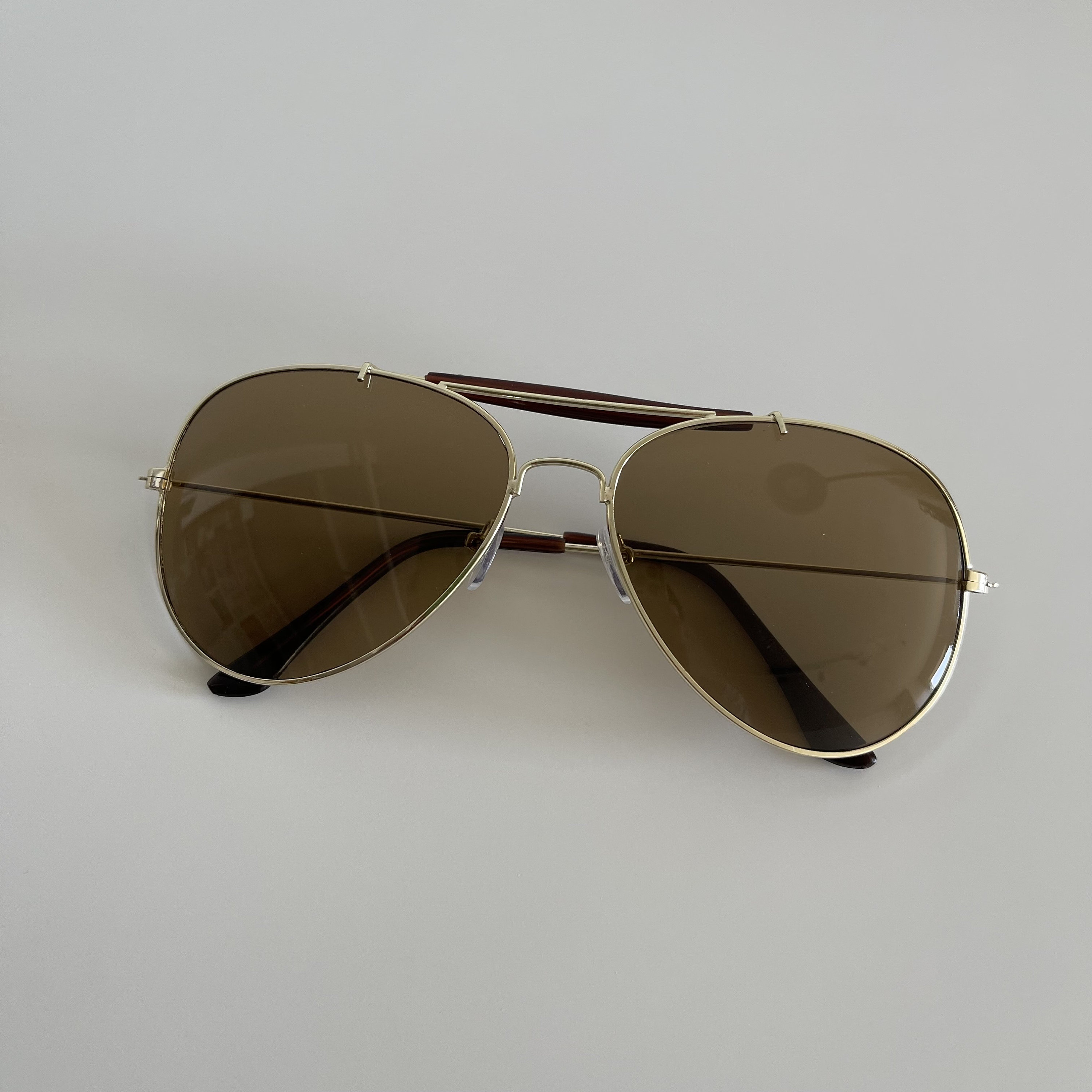 Vintage 90s Gold Wire Aviator Sunglasses With Brown Lens - Etsy