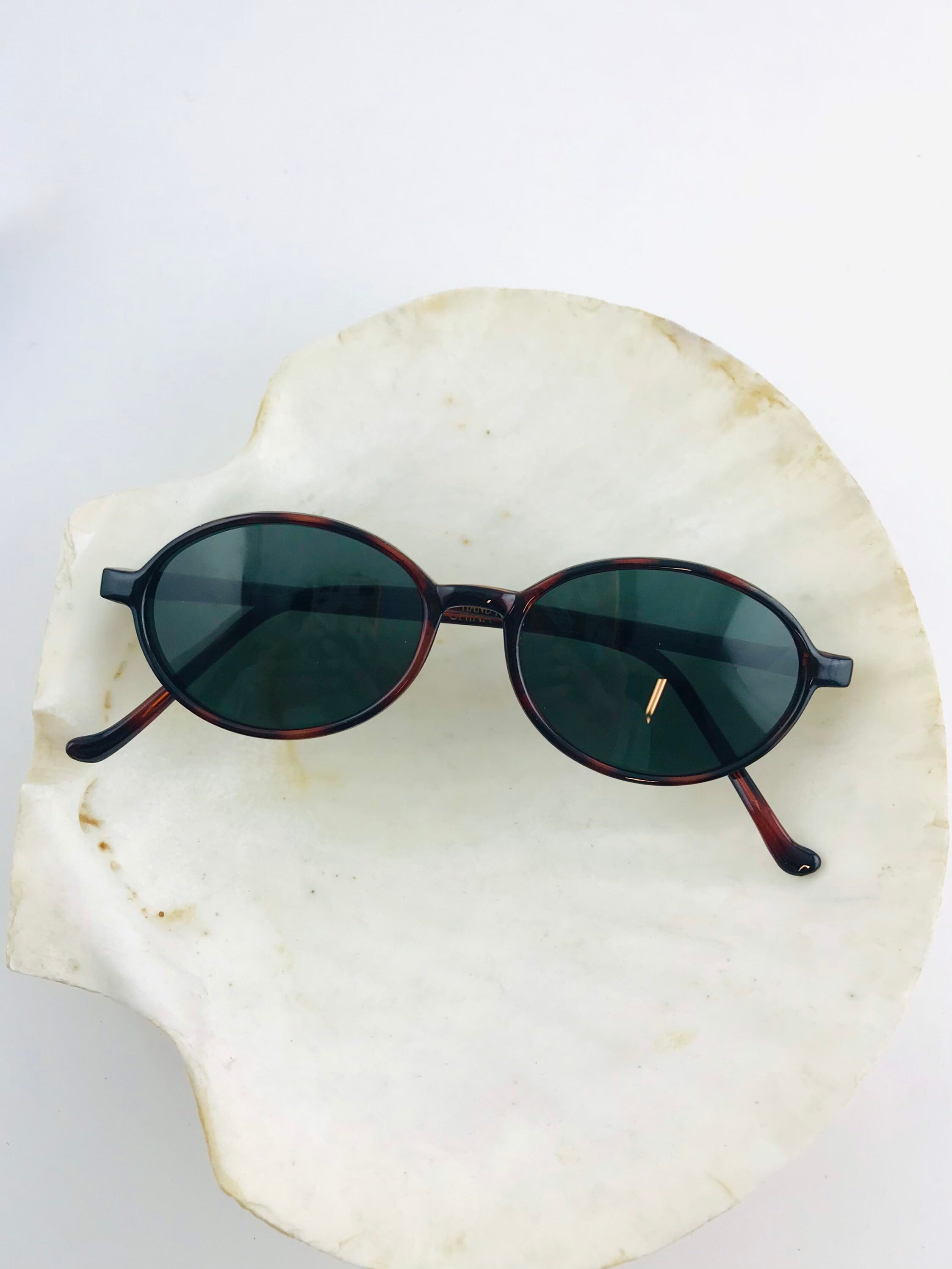 Vintage 90s Mini Red Tortoise Shell Oval Sunglasses Authentic | Etsy