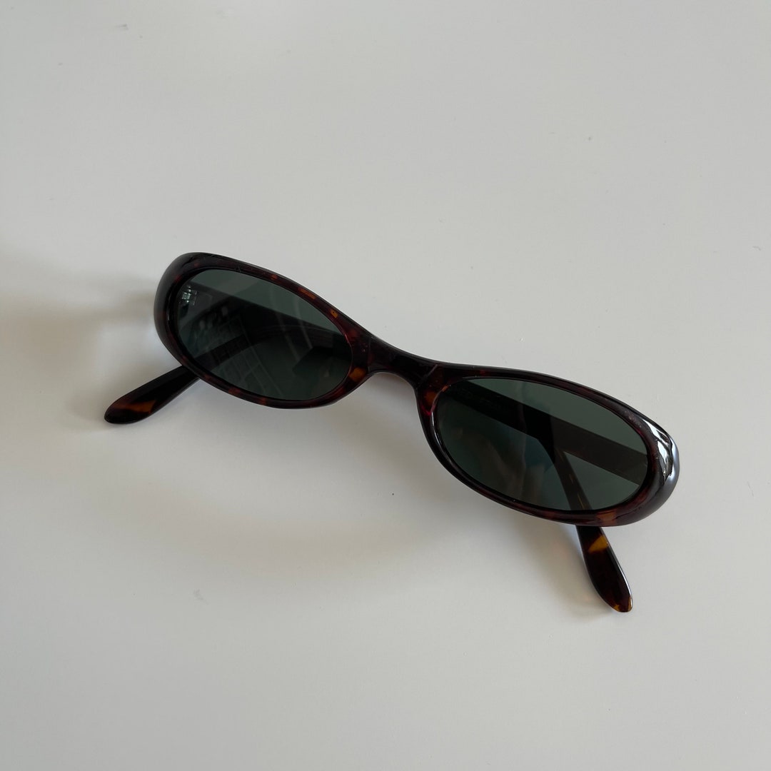 Authentic Vintage 90s Slim Tortoise Oval Sunglasses - Etsy