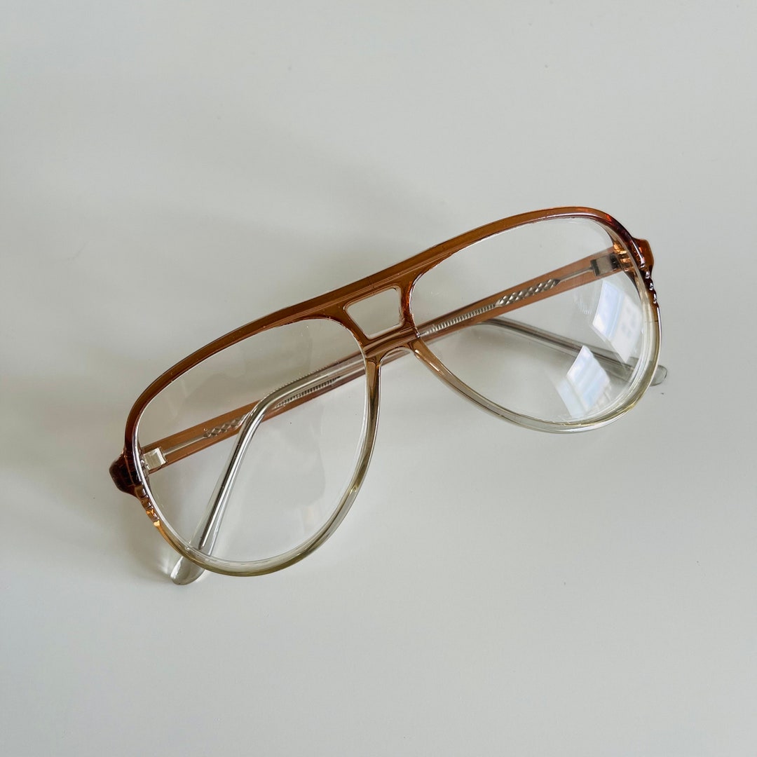 True Vintage Pilot Aviator Transparent Brown Clear Lens Glasses - Etsy