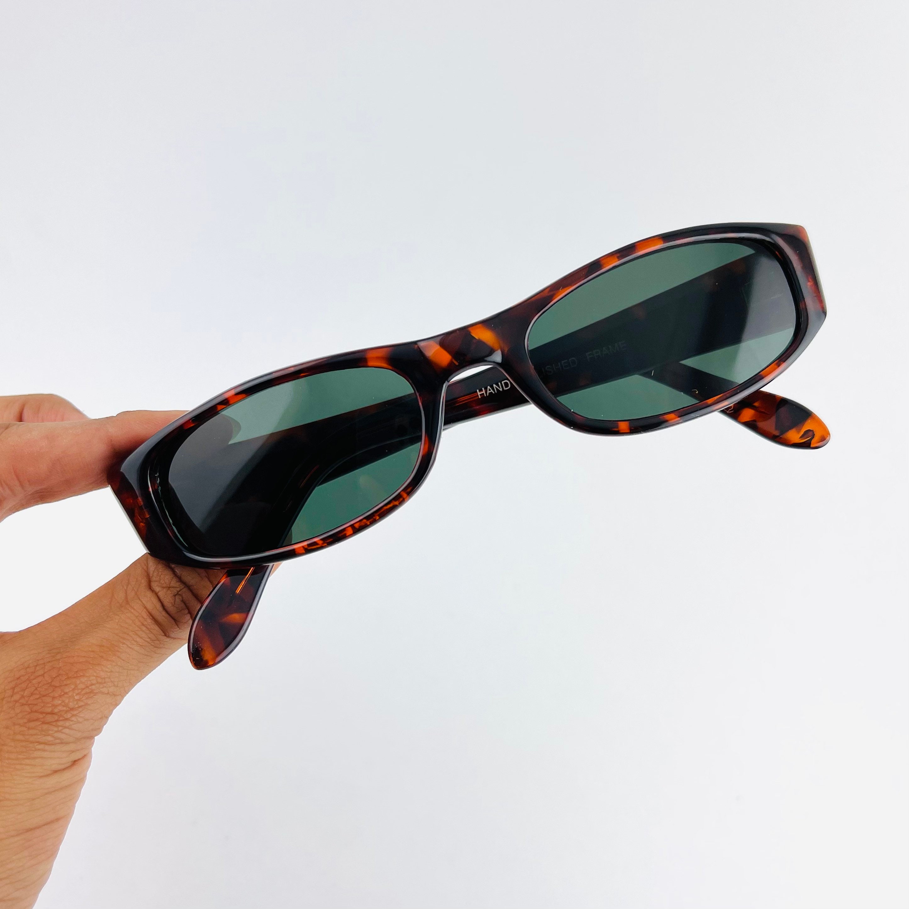 Authentic Vintage 90s Slim Tortoise Shell Rectangle Sunglasses | Etsy