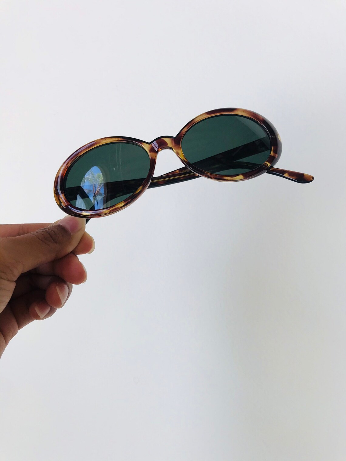 Vintage 90s Minimal Tortoise Shell Oval Sunglasses | Etsy