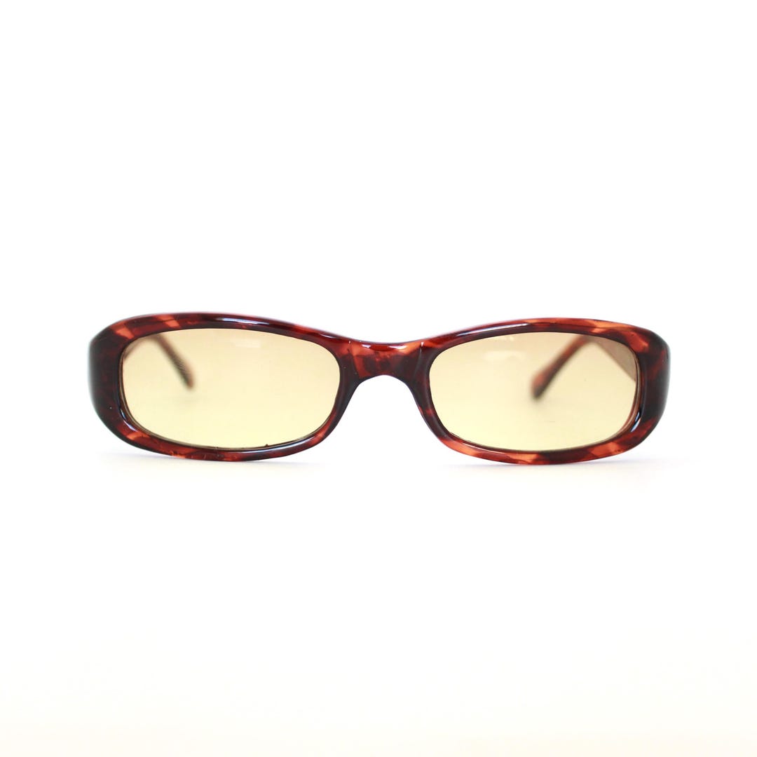 Authentic Vintage 90s Slim Tortoise Rectangle Sunglasses With Brown ...