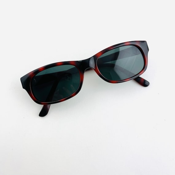 Vintage 90s Slim Red Tortoise Shell Rectangle Sunglasses | Etsy