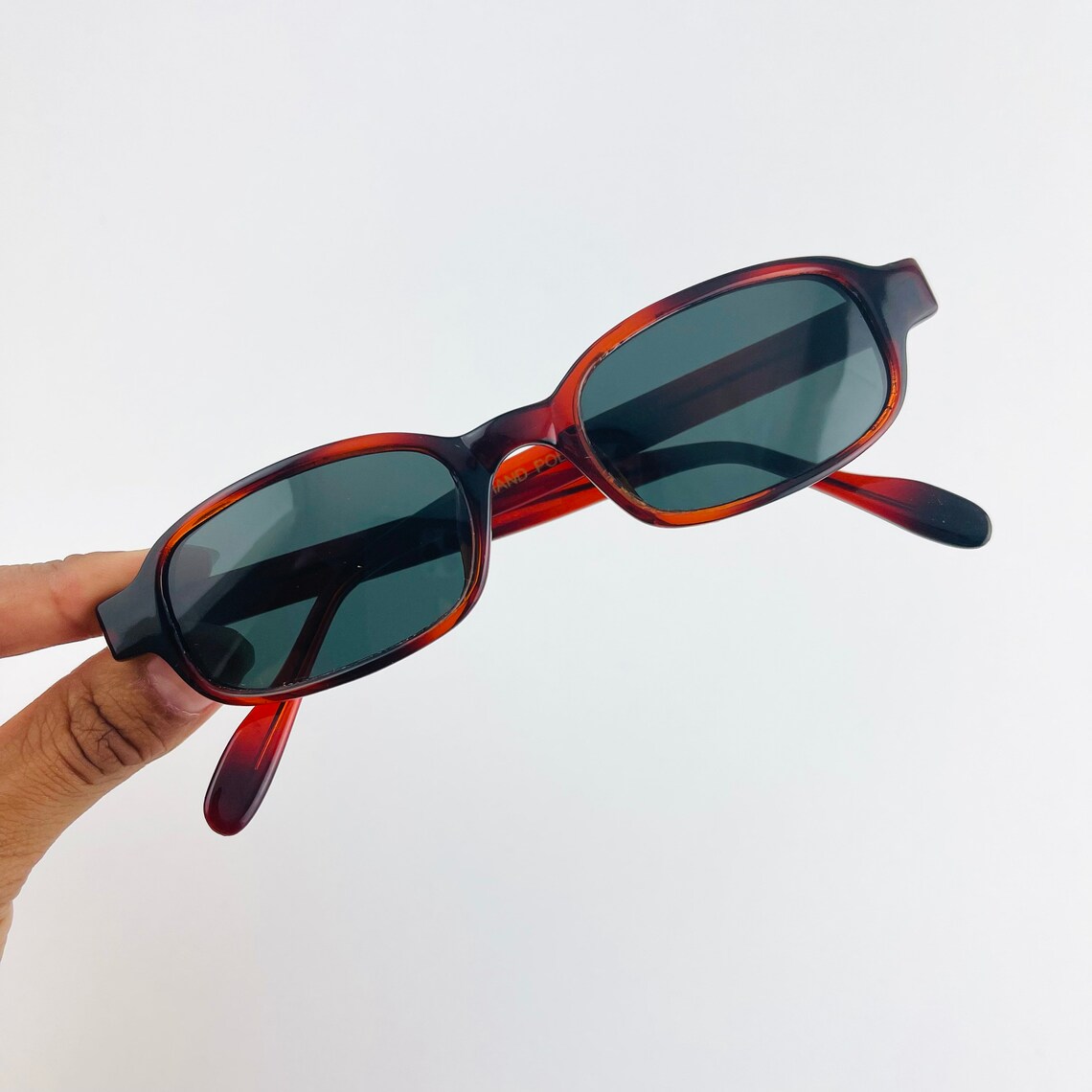 Authentic Vintage 90s Slim Red Tortoise Shell Rectangle | Etsy