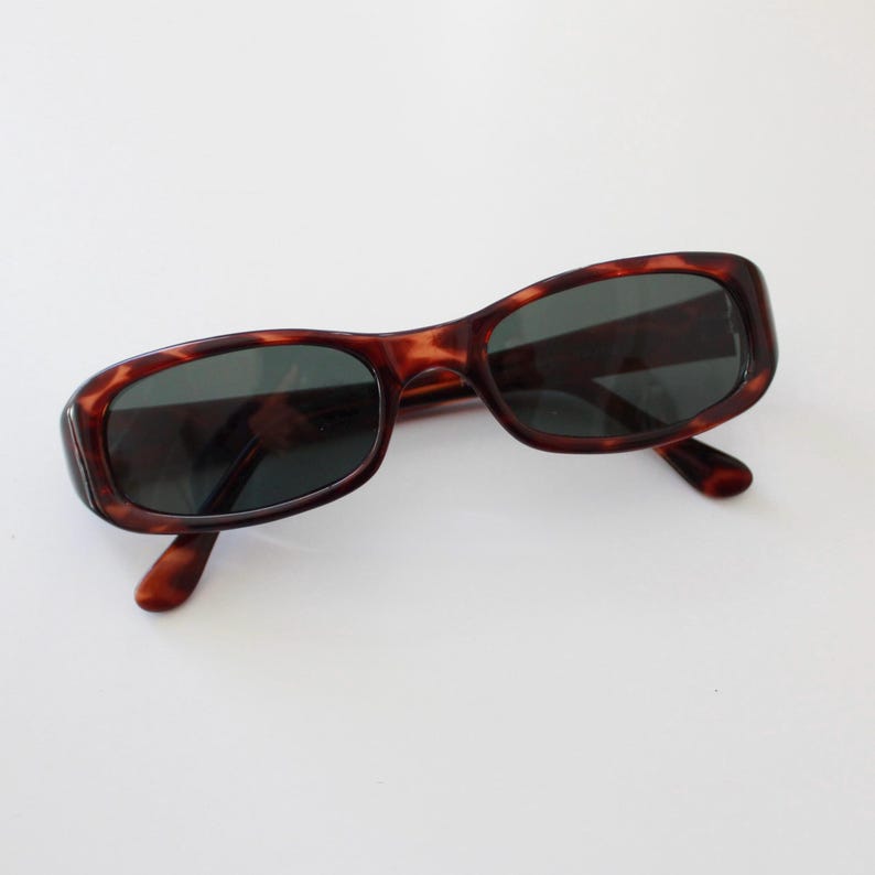 Authentic Vintage 90s Slim Tortoise Rectangle Sunglasses - Etsy