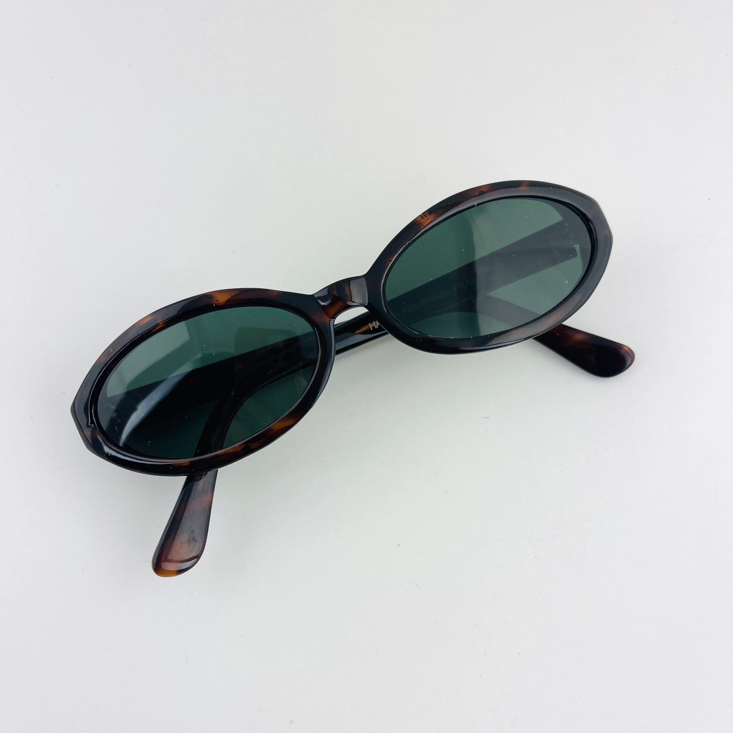 Vintage 90s Slim Brown Tortoise Oval Sunglasses - Etsy